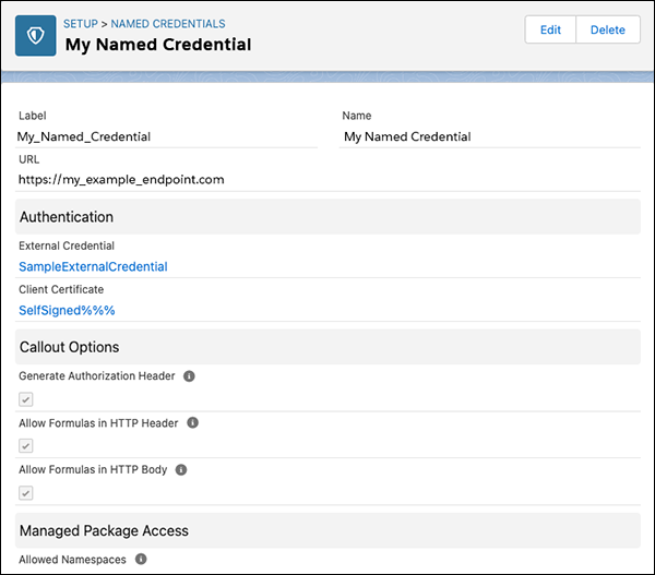 Named Credentials as Callout Endpoints | Apex Developer Guide | Salesforce Developers