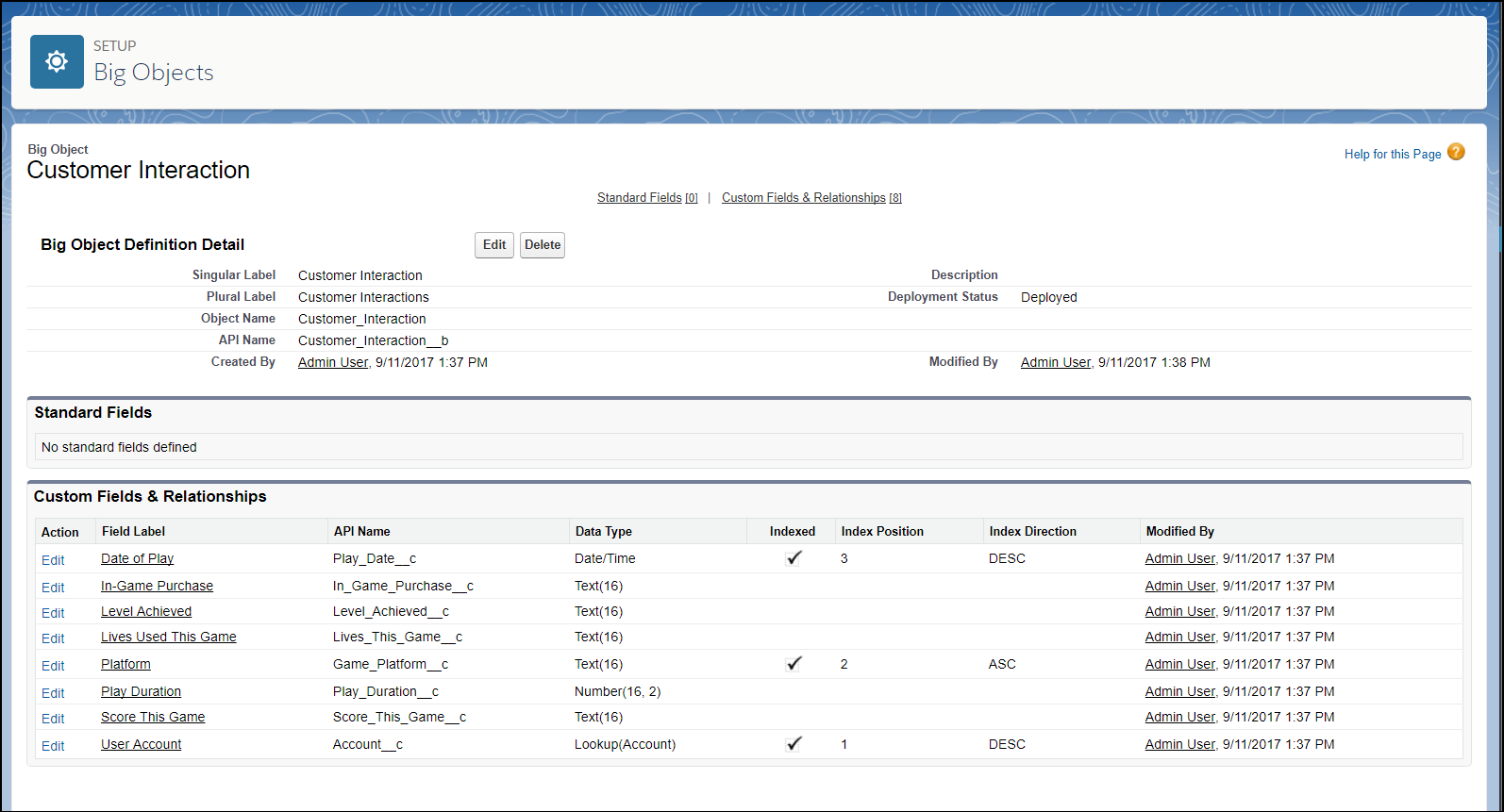Define and Deploy Custom Big Objects | Big Objects Implementation Guide | Salesforce Developers