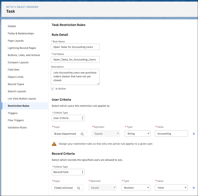 Create a Restriction Rule | Salesforce Security Guide | Salesforce ...