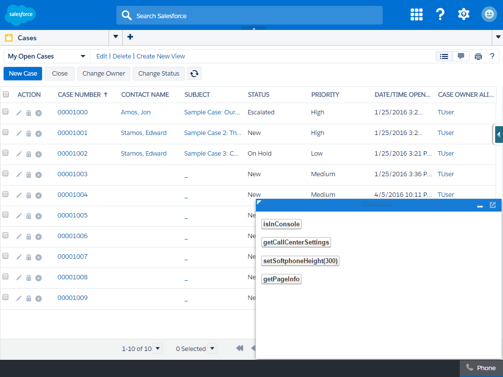 Sample HTML Page Using Open CTI | Open CTI Developer Guide | Salesforce Developers